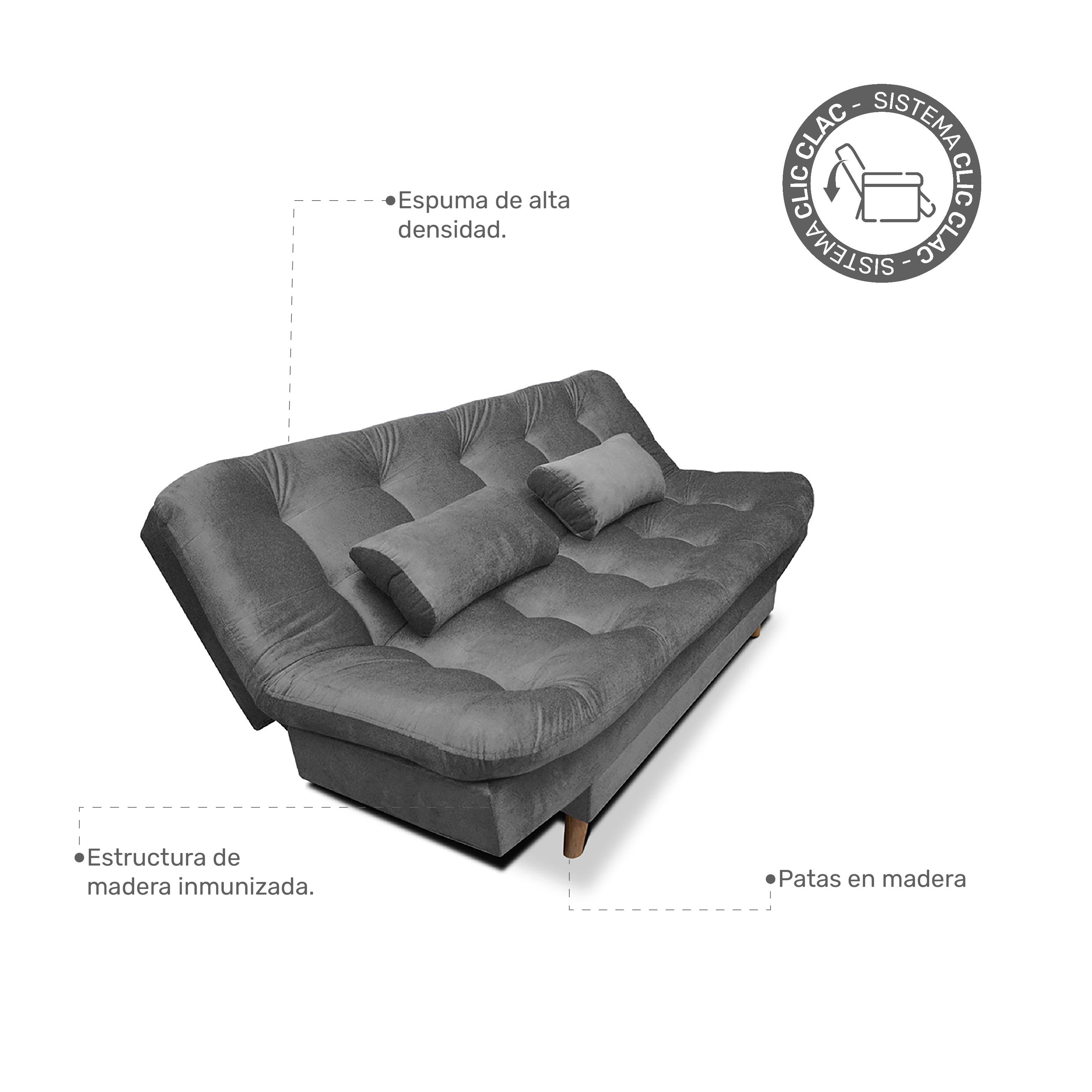 Sofa Cama Yolo en gris - Agaval