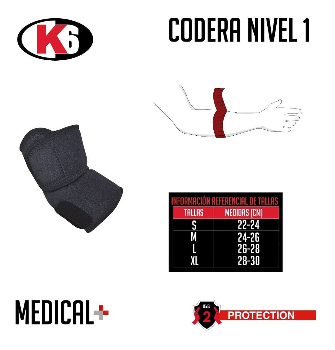 Codera Ortopédica De Neopreno Ajustable K6 Nivel 2- S/M - Agaval