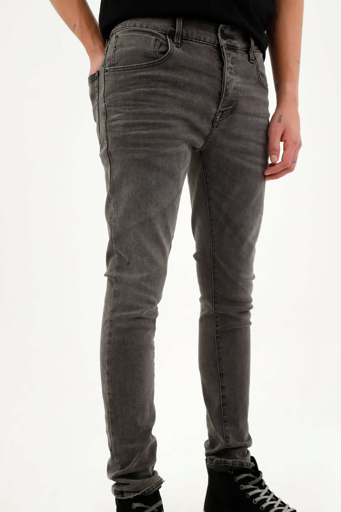 Jean Súper Skinny negro para hombre - Agaval