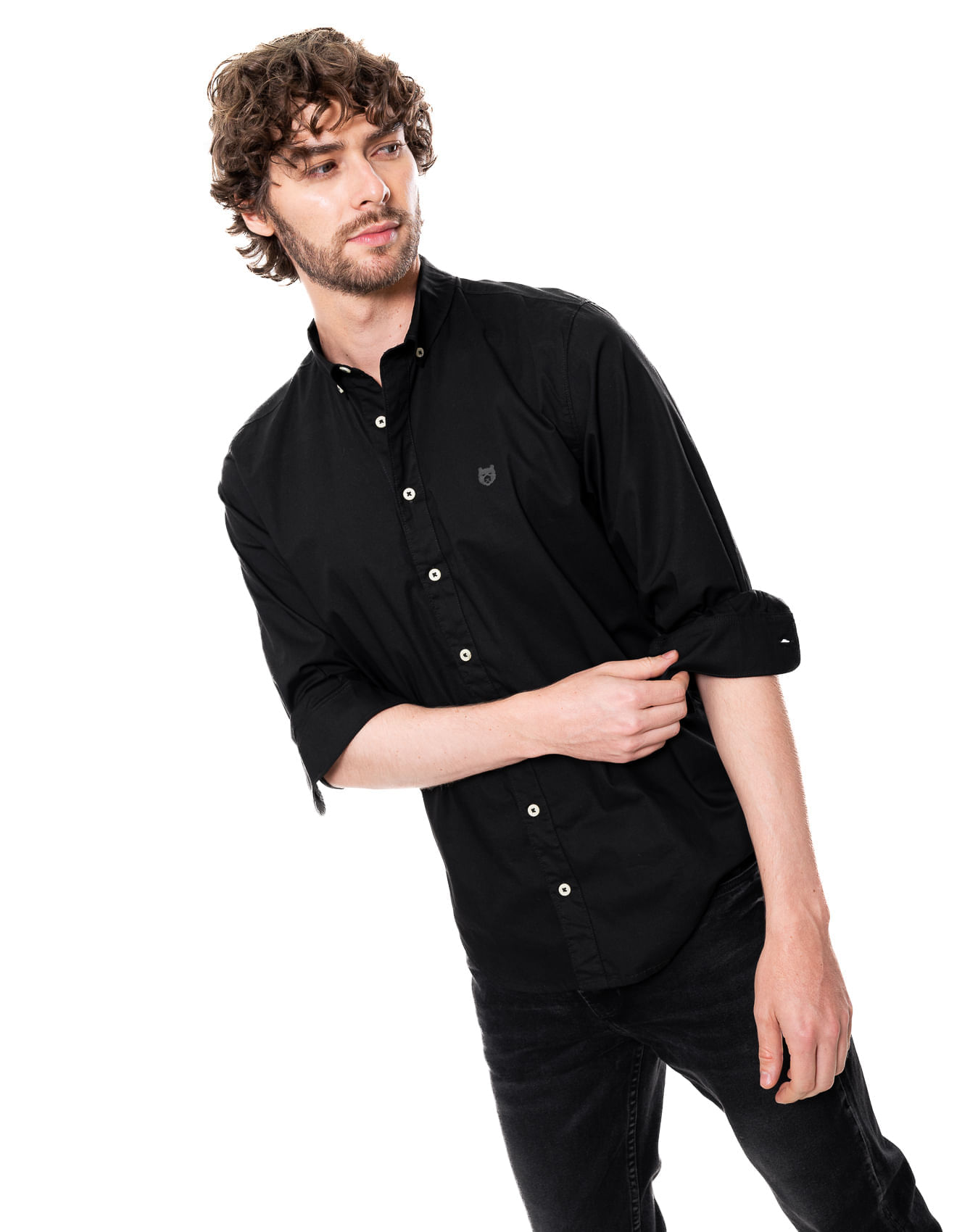 Camisa Manga Larga Unicolor Logo - Agaval