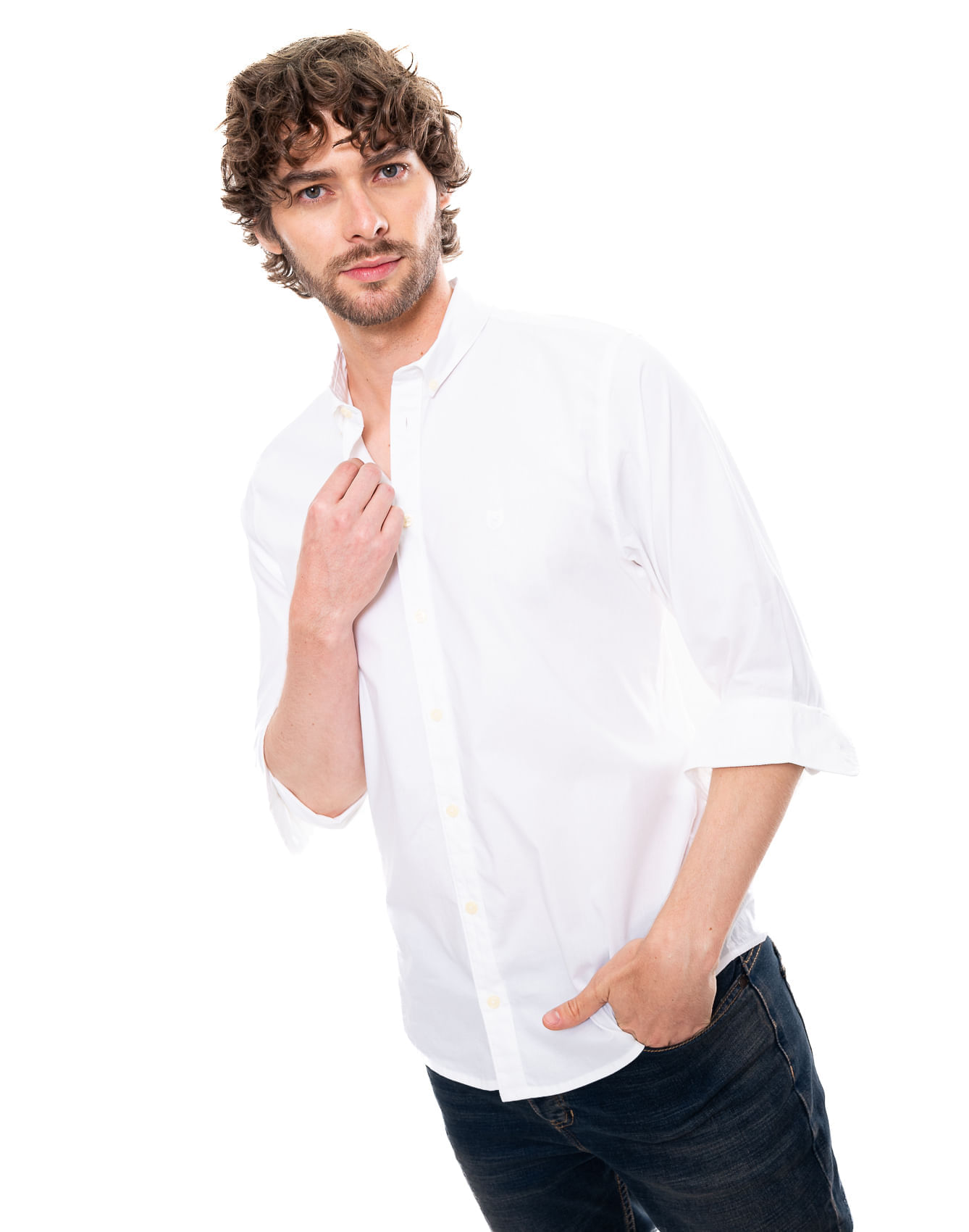 Camisa Manga Larga Unicolor Logo - Agaval