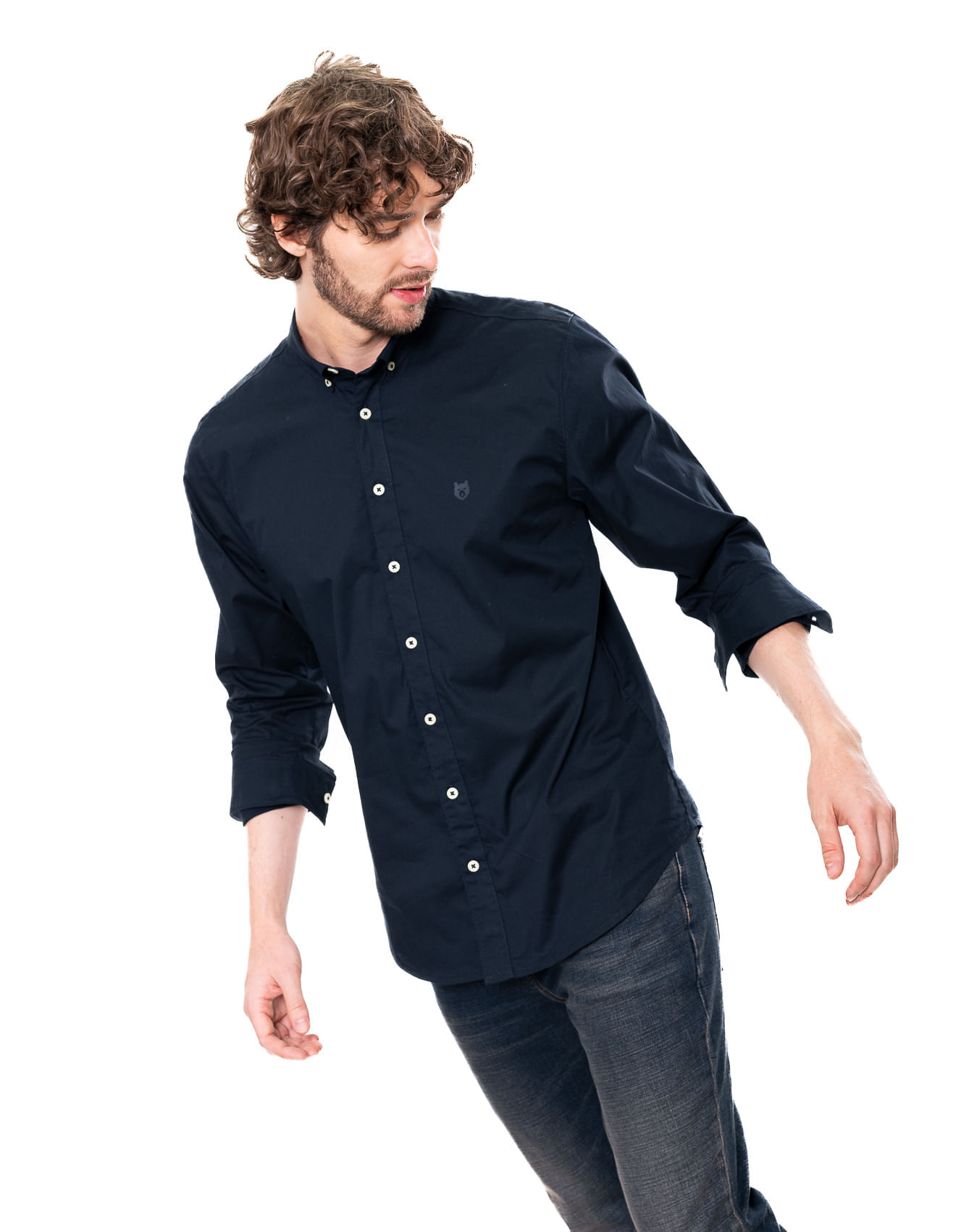 Camisa Manga Larga Unicolor Logo - Agaval