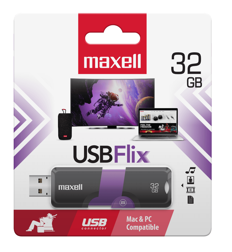MAXELL MEMORIA USB FLIX 32GB NEGRO/MORADO 2.0 - Agaval