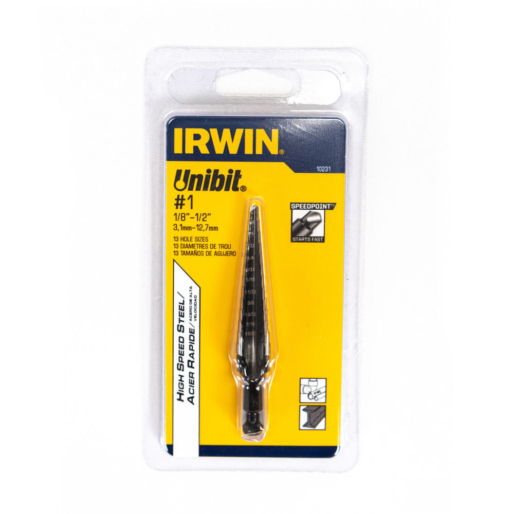Broca escalonada HSS 1/8" a 1/2" Irwin 10231 - Agaval