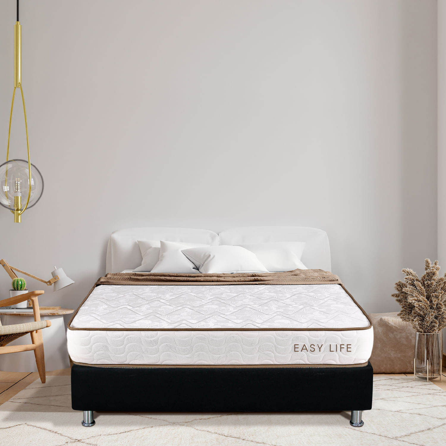 Colchón Sencillo con Base Cama Easy Life Colchones Relax 100x190x22cm ...