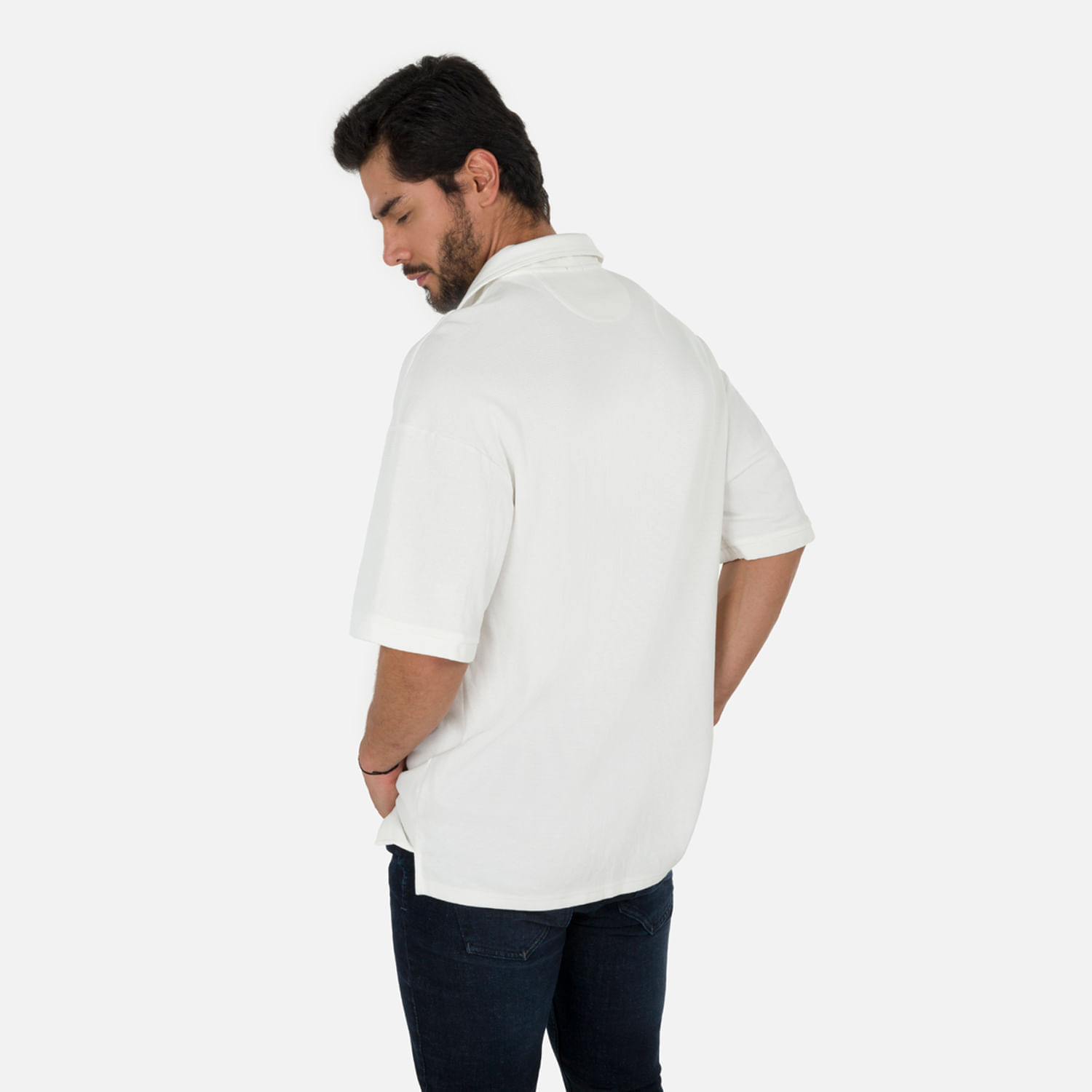 Polo Manga Corta Color Ivory Para Hombre - Agaval
