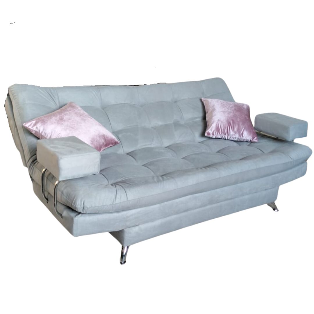 SOFACAMA VERONA 3 PUESTOS GRIS PLATA + COJINES - Agaval