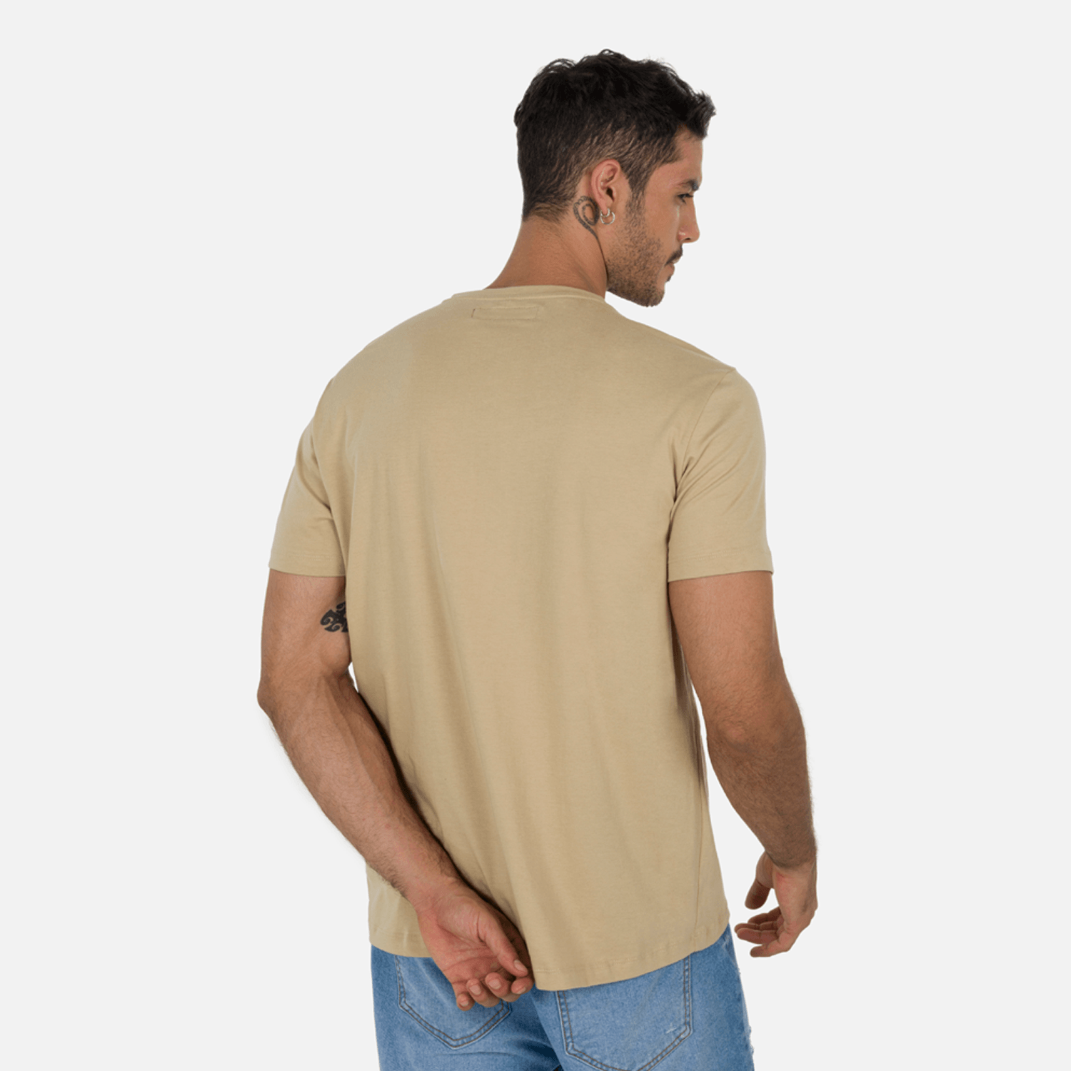 Camiseta Estampado Localizado Color Camel Claro Para Hombre - Agaval