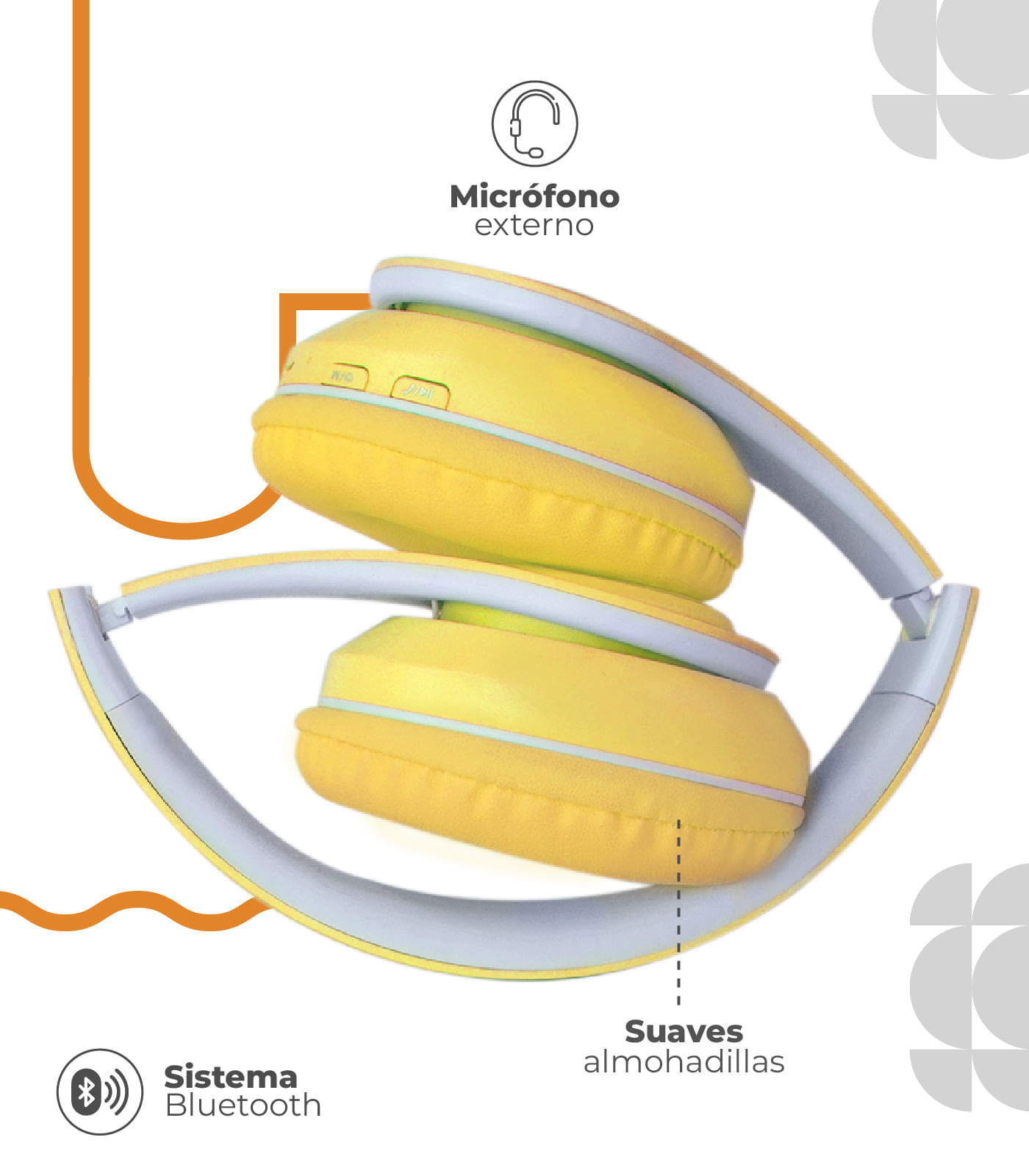 Diadema Inalambrica Bluetooth P39 Color Amarillo - Agaval