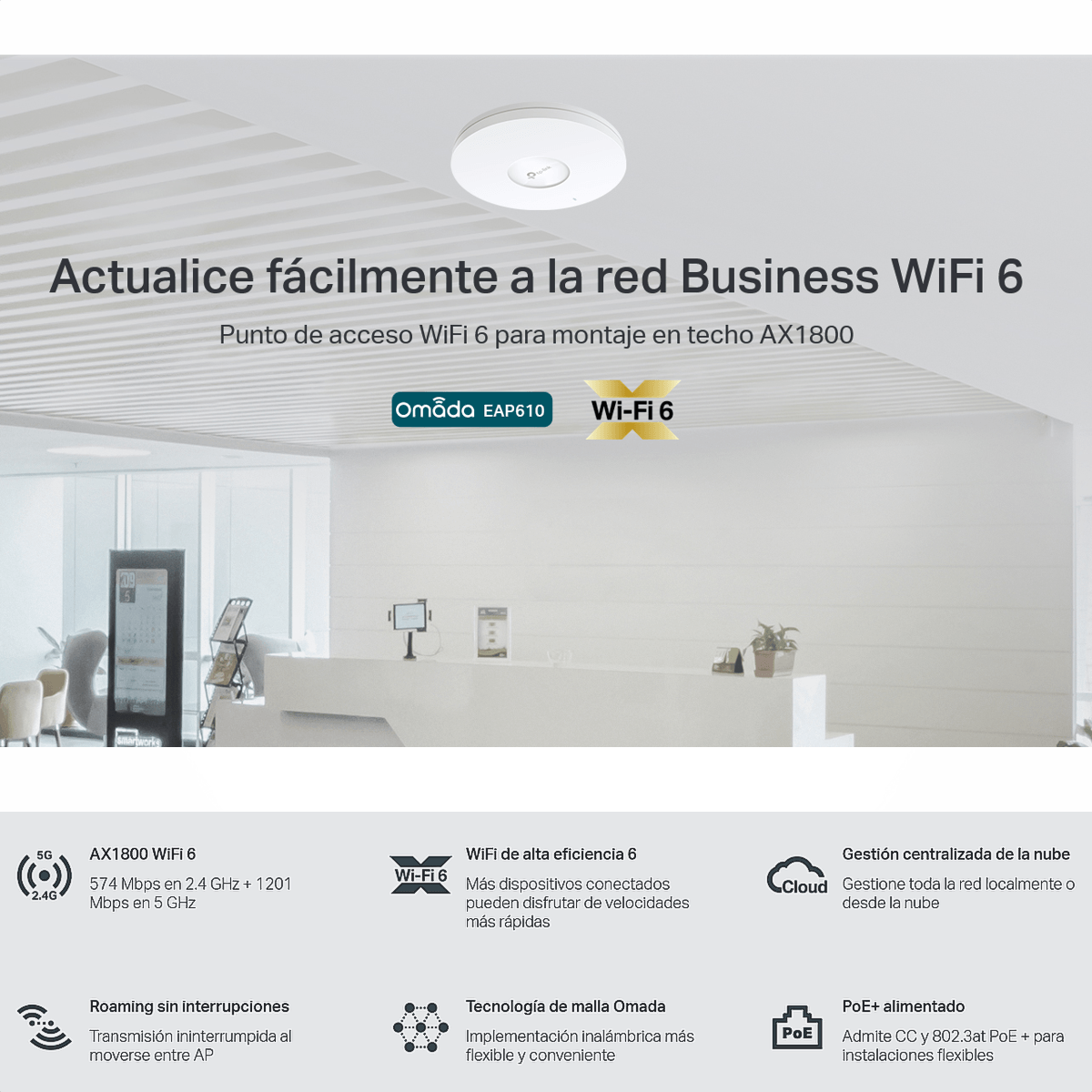 Access Point De Techo Gigabit Wifi 6 Ax1800, Tp-link Eap610 - Agaval