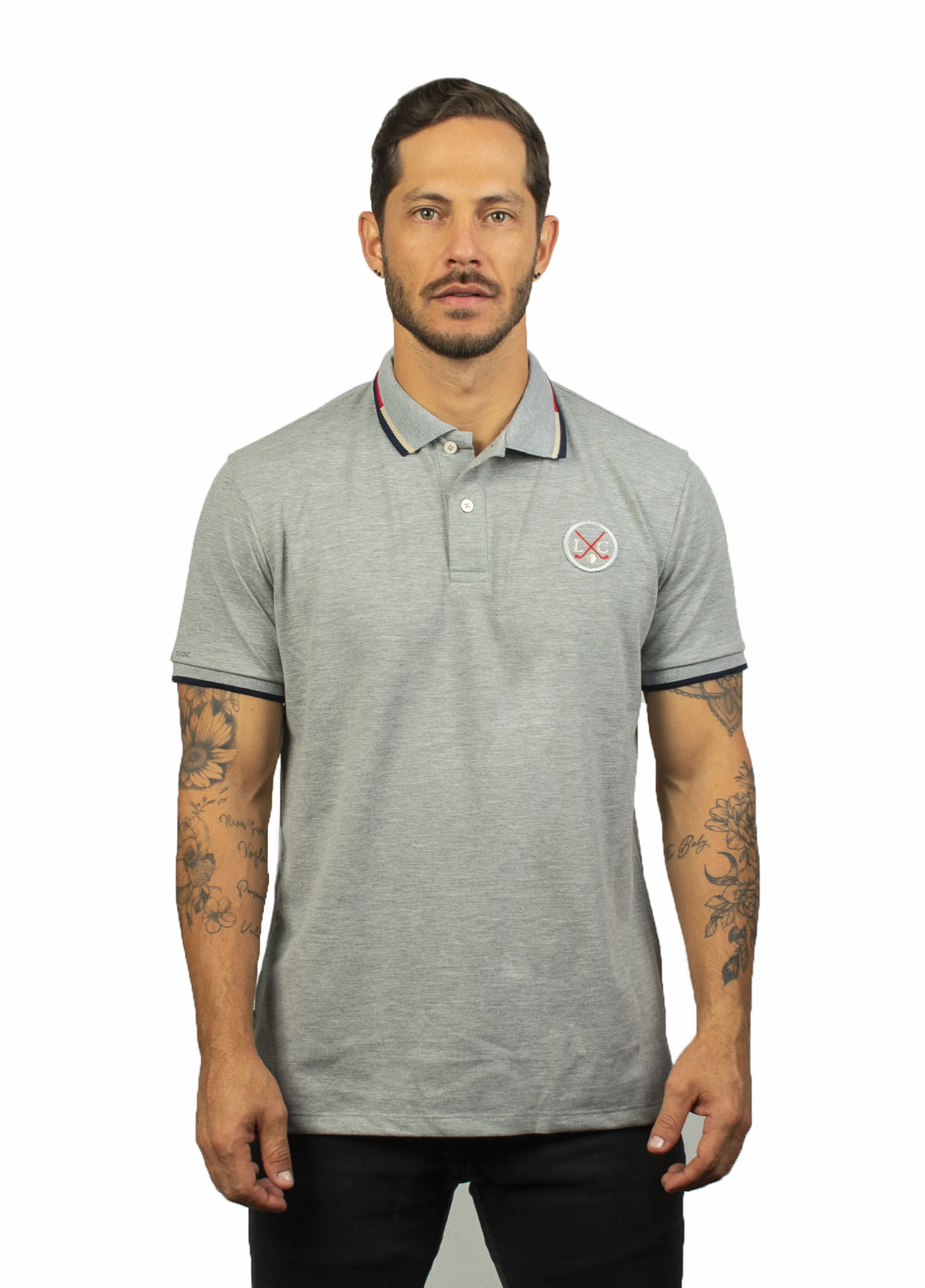 Camiseta tipo polo para hombre gris laguna blue - Agaval