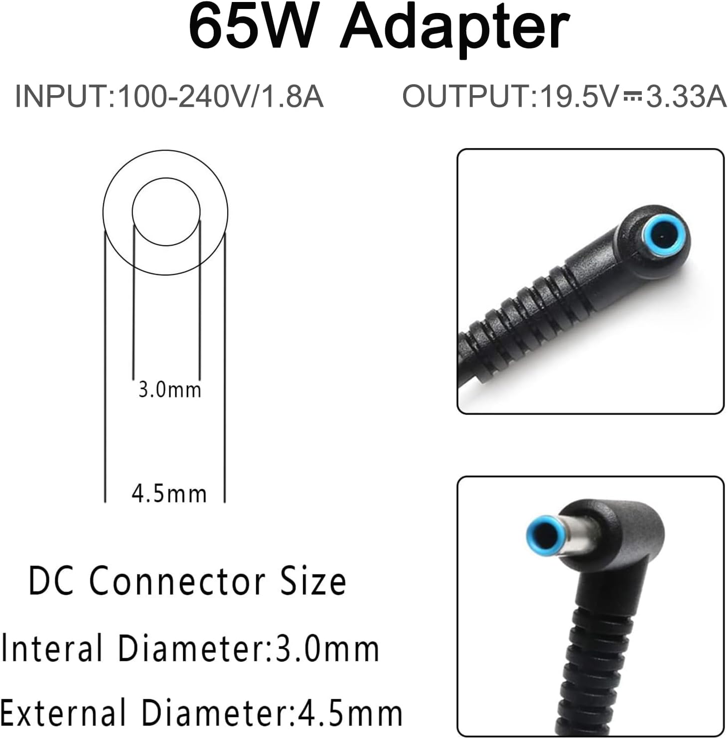 Cargador de repuesto para laptop HP de 65 W, compatible con HP Pavilion ...