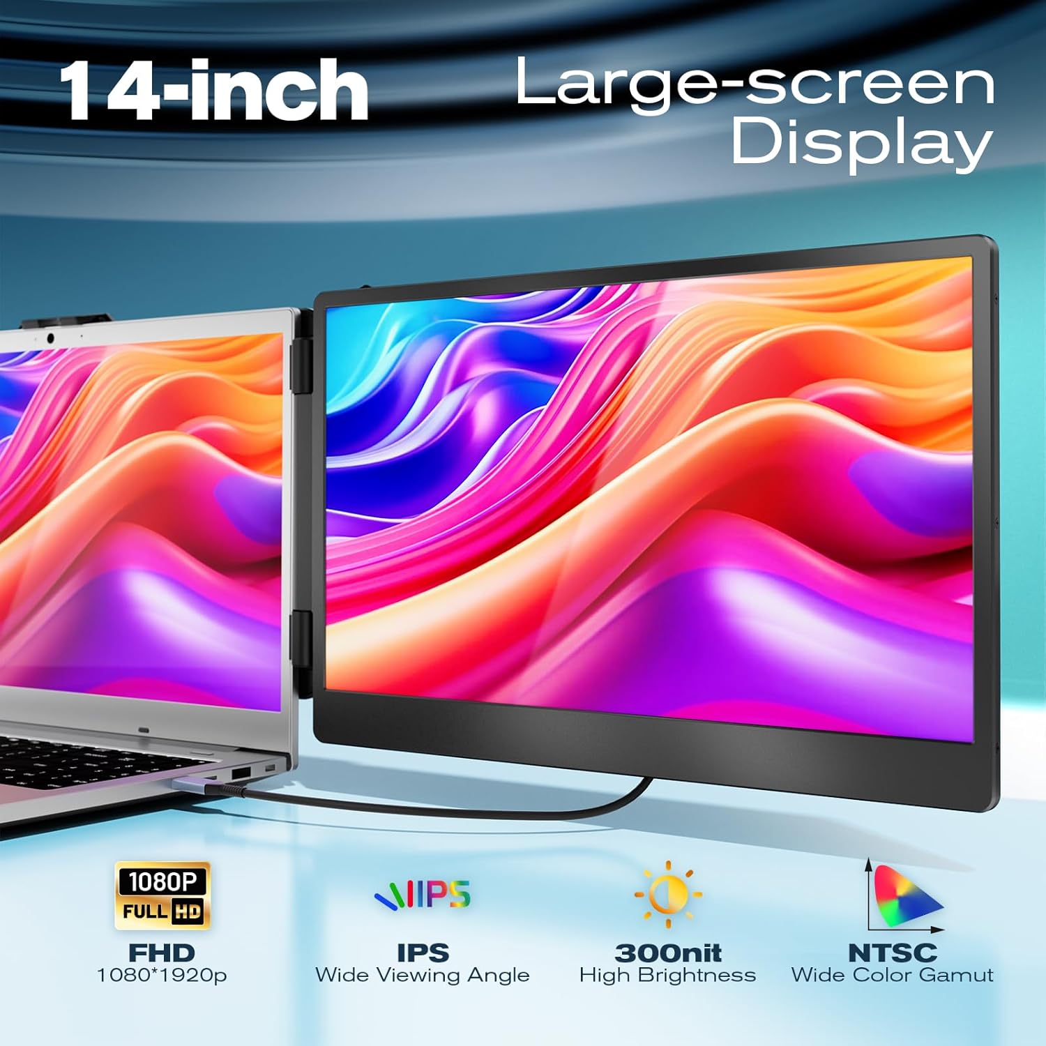 Teamgee Extensor de pantalla para laptop, monitor portátil FHD 1080P ...