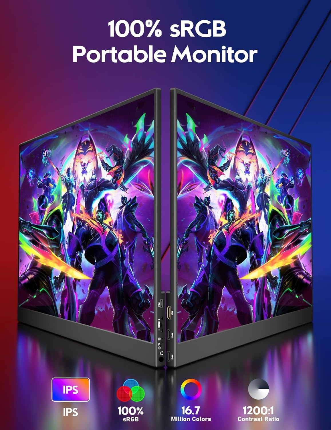 HONGO Monitor portátil para juegos de 16.1 pulgadas y 144 Hz para ...
