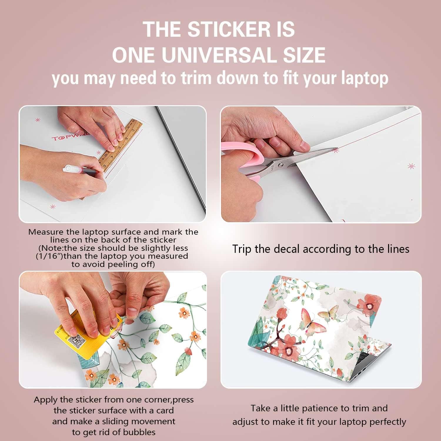 Calcomanía para laptop para laptop de 12, 13, 13.3, 14, 15, 15.4, 15.6 ...