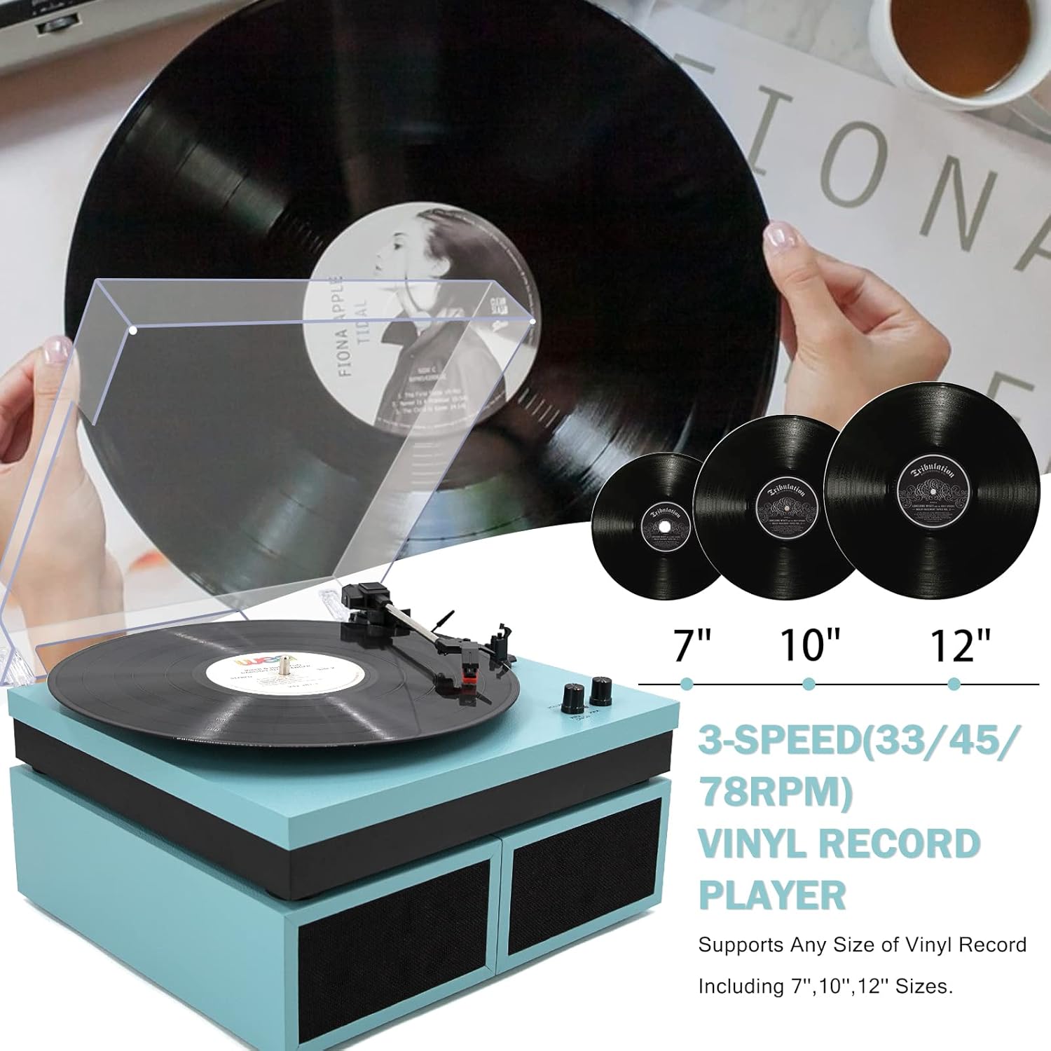 LP&No.1 Reproductor de discos de vinilo con altavoces externos ...