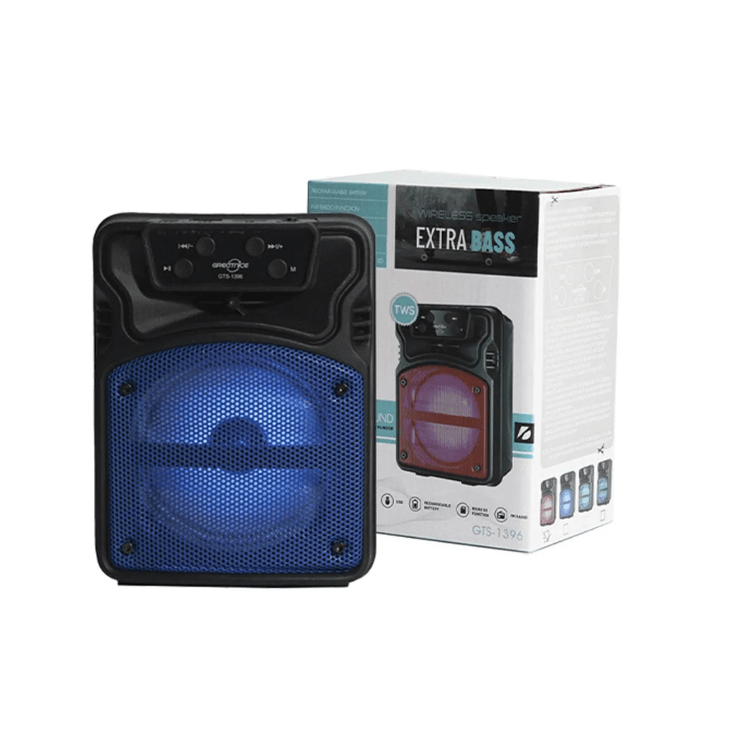 Parlante Recargable 4" GTS-1396 Color Azul Con Bluetooth Y FM - Agaval