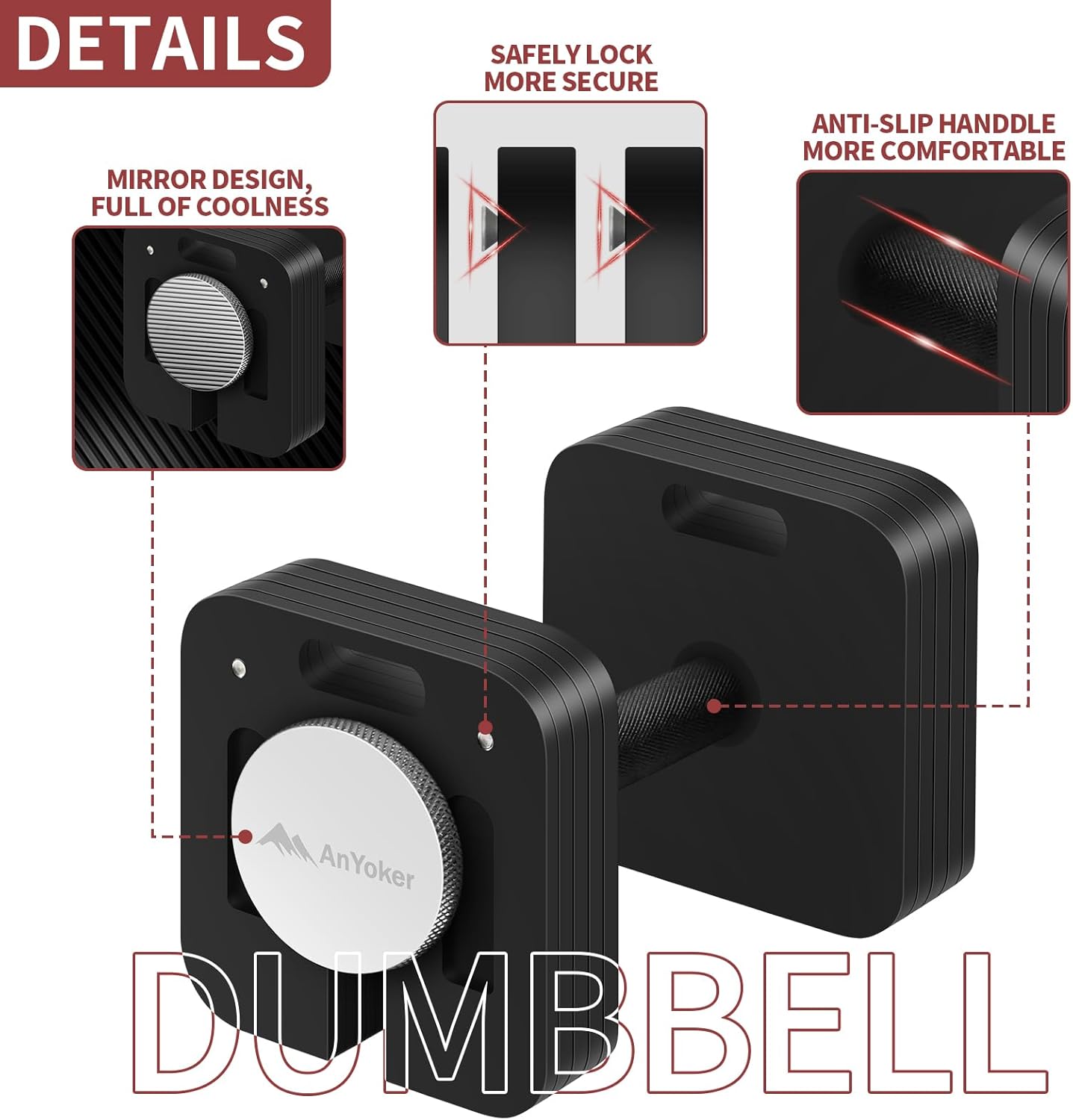 AnYoker Adjustable Square Dumbbell Ergonomic Dumbbell Stable Made Of ...