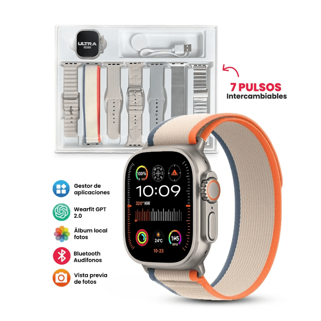 Reloj Inteligente H9 ULTRA PLUS Pantalla AMOLED Naranja - Agaval