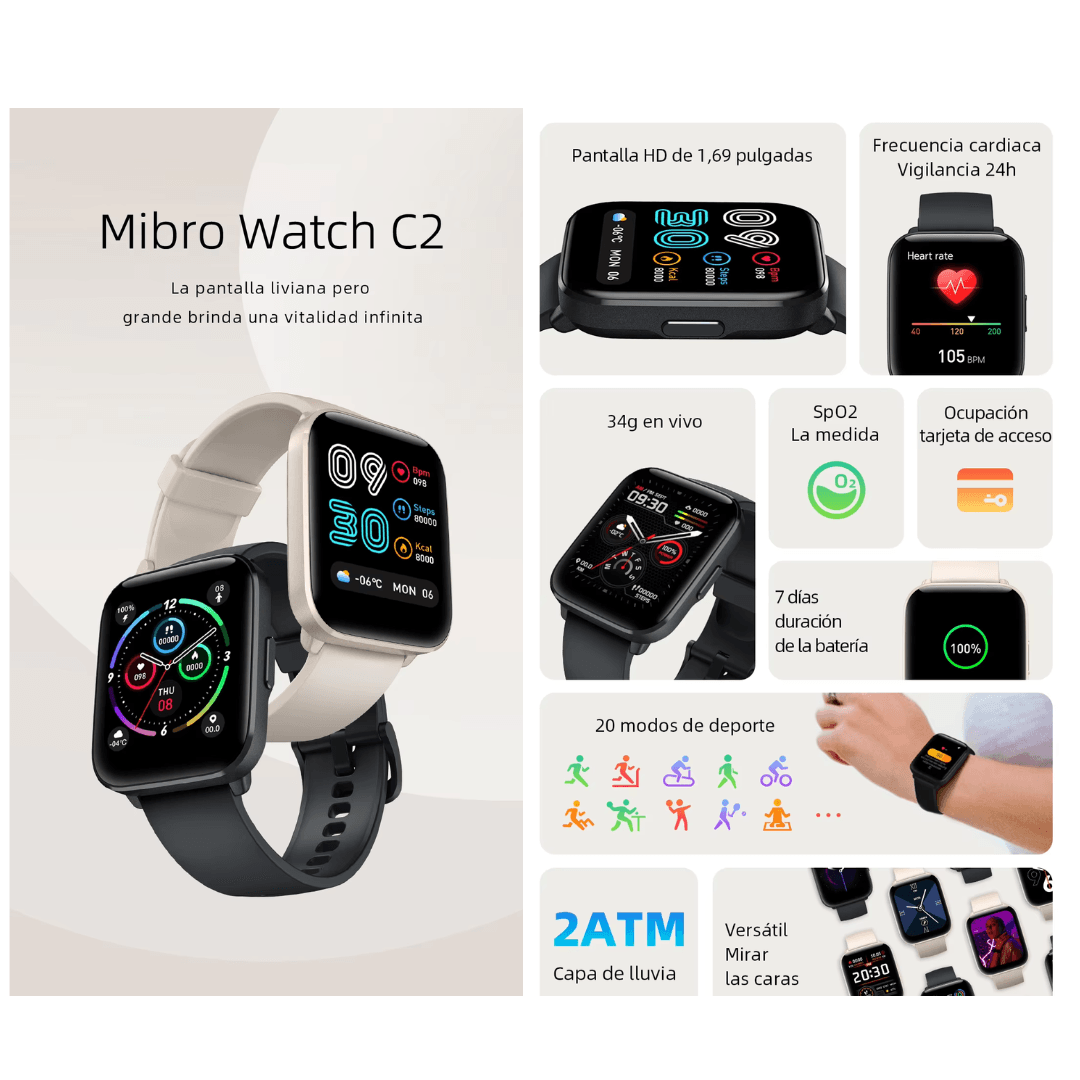 Reloj Inteligente Mibro Watch T2 Pantalla AMOLED - Azul oscuro - Agaval