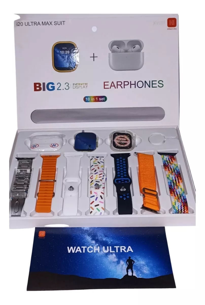 Smartwatch I20 Ultra Max Combo 10 en 1 Reloj Inteligente - Agaval
