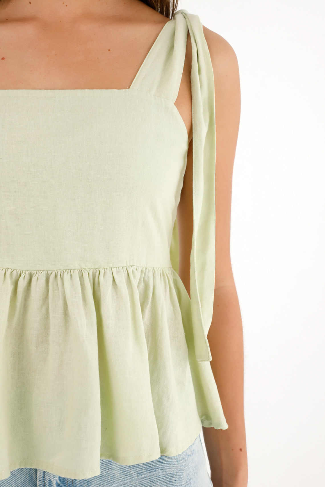 Camisa verde de tiras y escote recto para mujer - Agaval