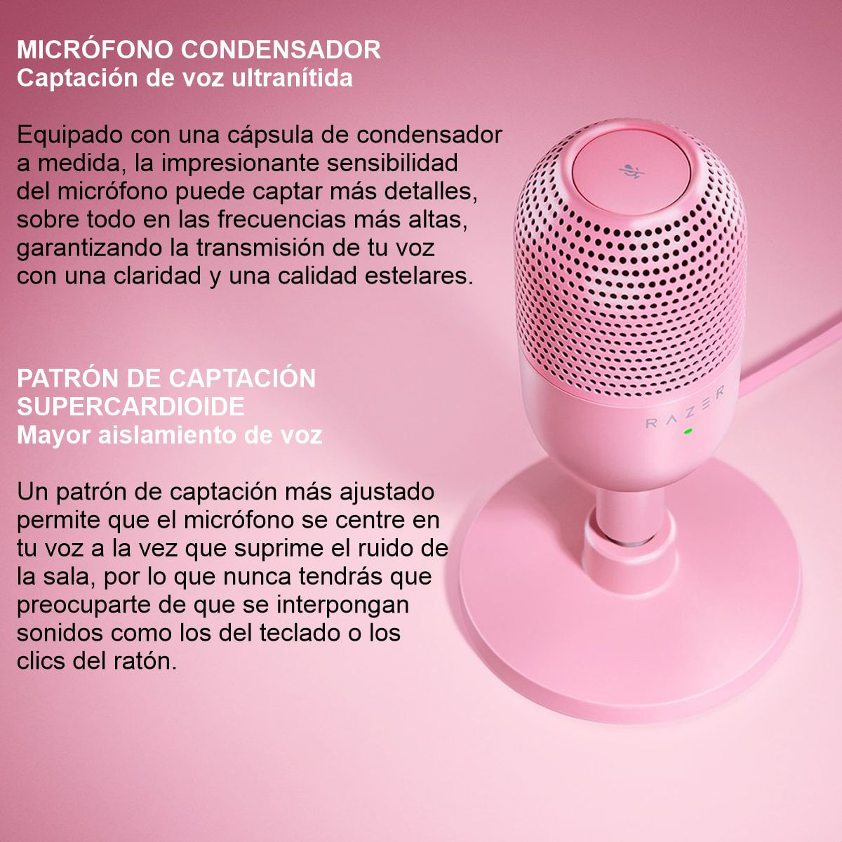 Micrófono Gamer Usb Ultracompacto Razer Seiren V3 Mini Pnk - Agaval