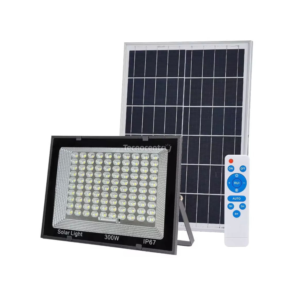 Reflector Led Con Panel Solar 300w Luz Blanca - Agaval