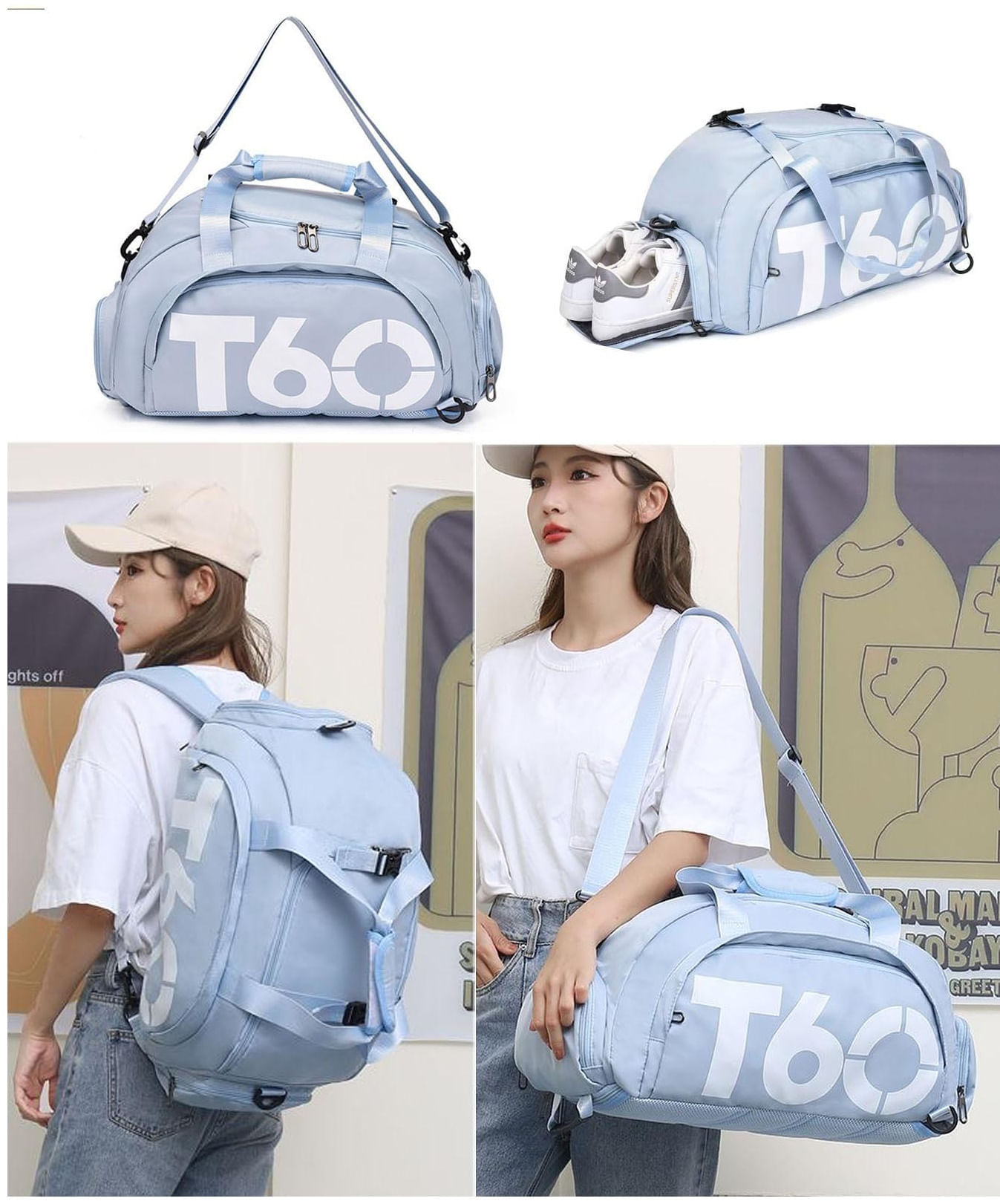 Maleta Impermeable Gimnasio Bolso Deportivo Viajes Unisex T60 Azul - Agaval