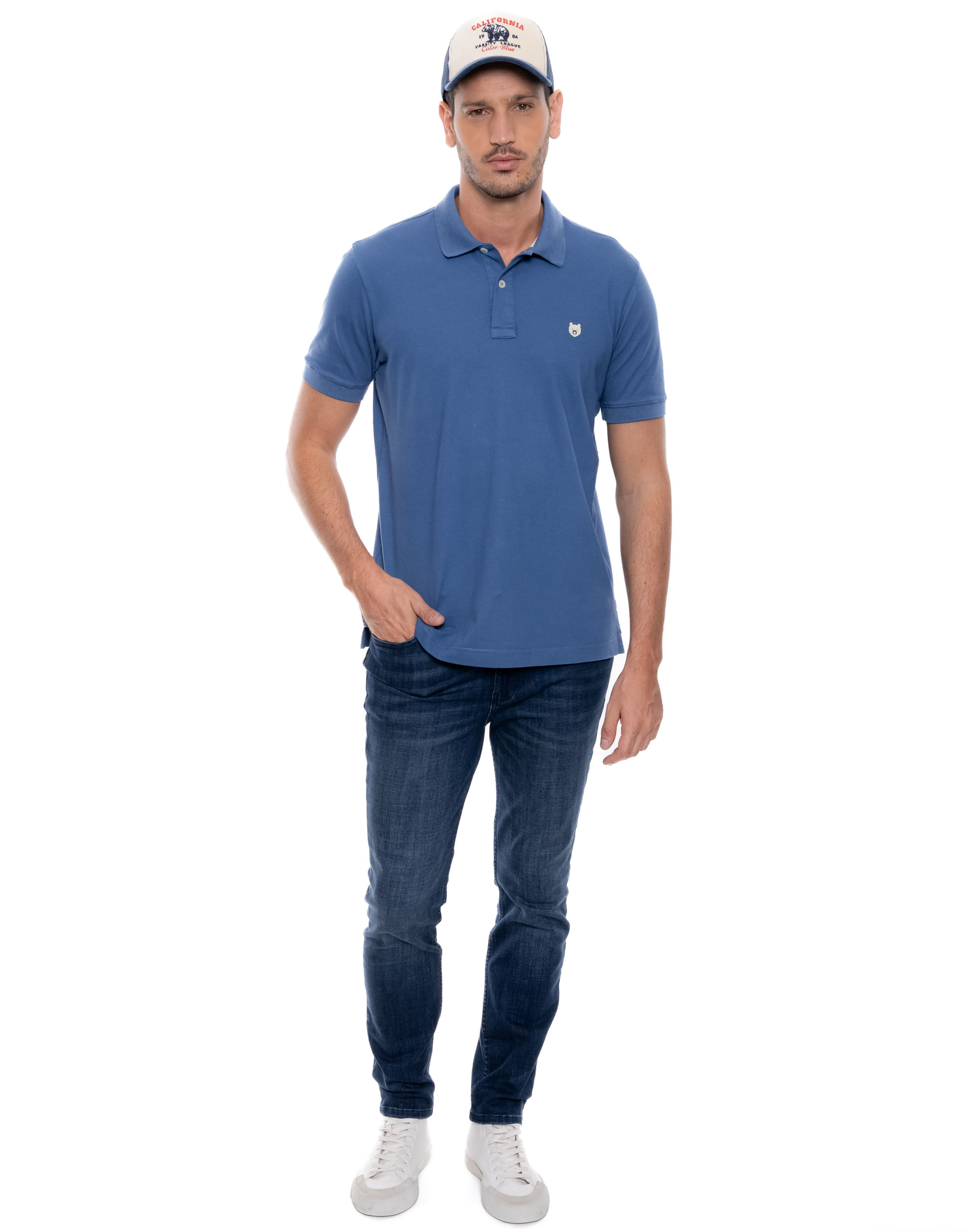 Polo Unicolor Logo Estampado - Agaval