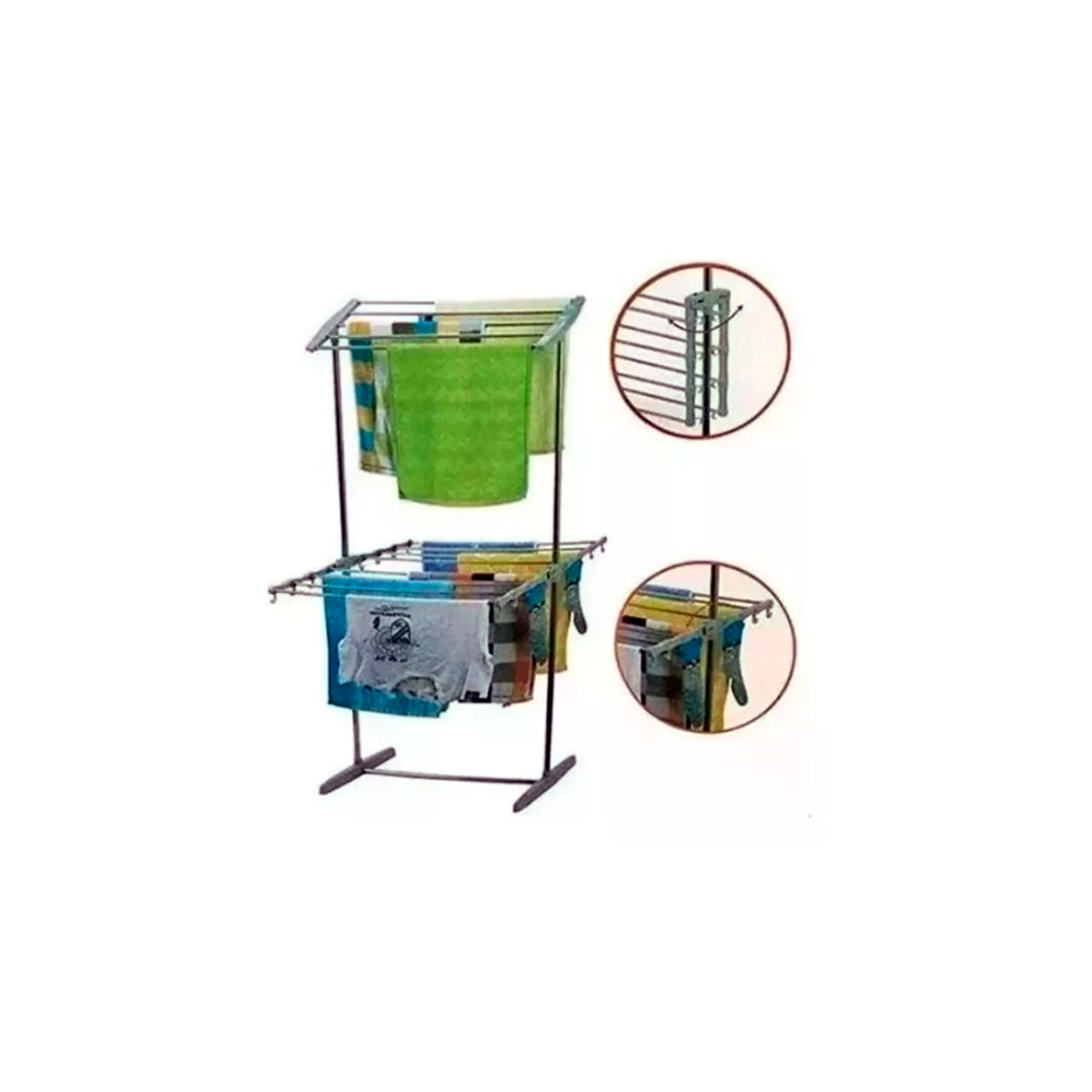 Tendedero de Ropa Plegable TN-06 2 Niveles, Metálico, Compacto y Fácil ...