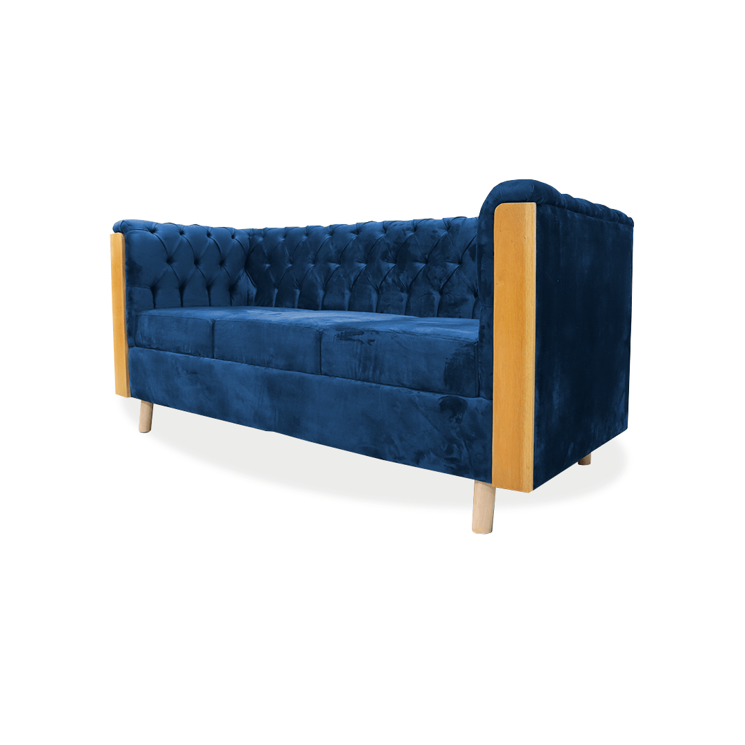 Sofa Steiner Tela 210x90x80 Azul Petroleo - Agaval