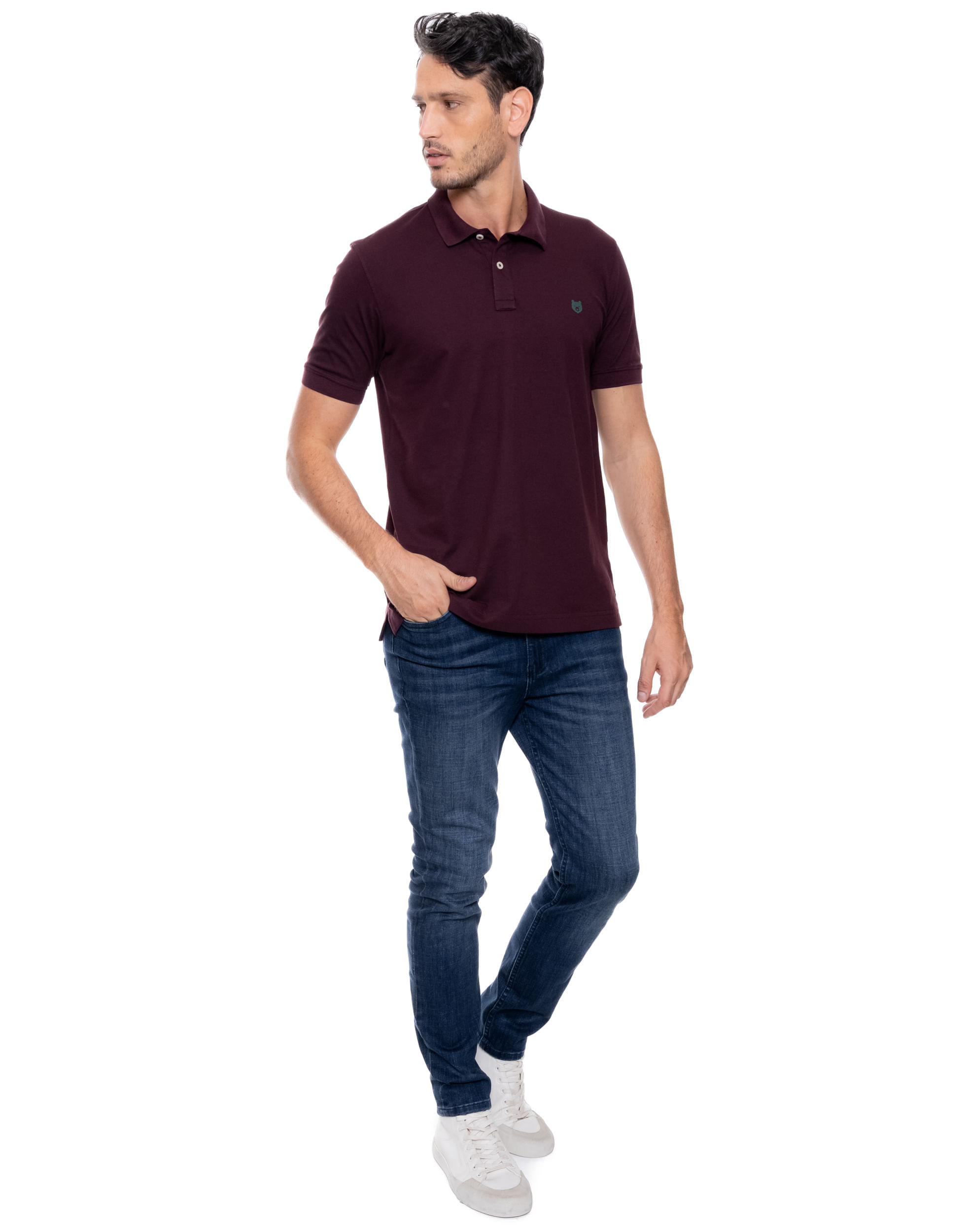 Polo Unicolor Logo Estampado - Agaval