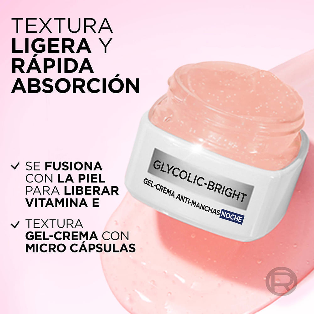 Crema Gel Hidratante Noche Antimanchas Glycolic Bright Ácido Glicólico ...