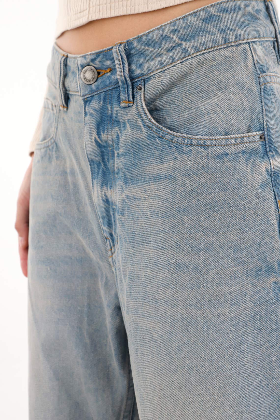 Jean Horseshoe de tiro bajo azul para mujer - Agaval