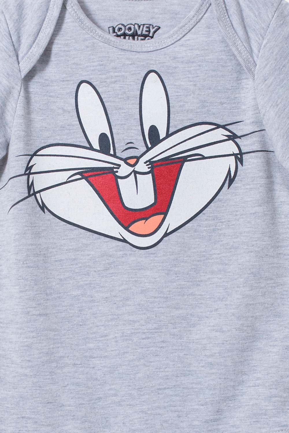Body de Bugs Bunny manga corta gris unisex para bebé - Agaval