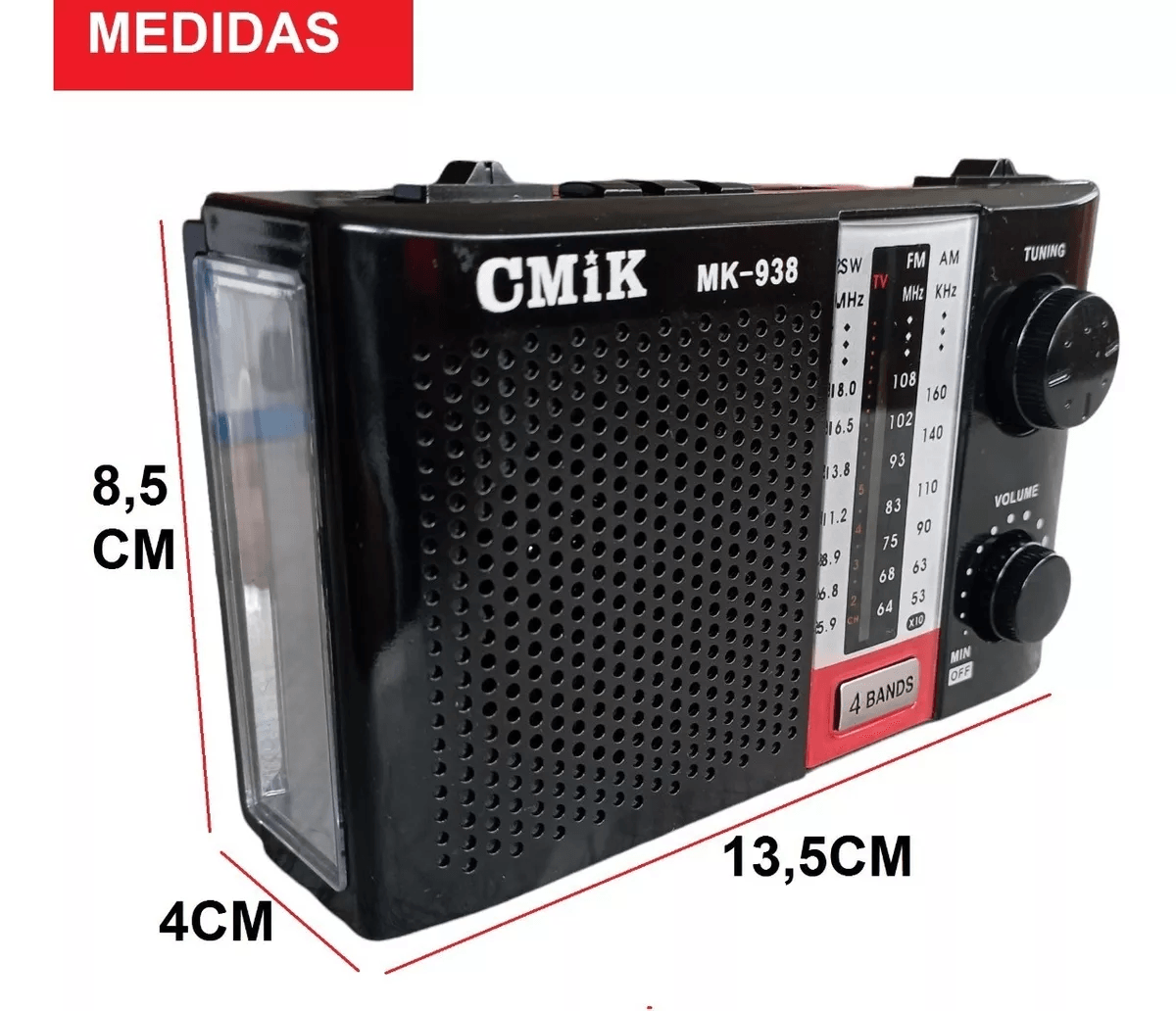 Radio Con Reflector y Linterna Recargable AM, FM, SW Bluetooth, USB, SD ...