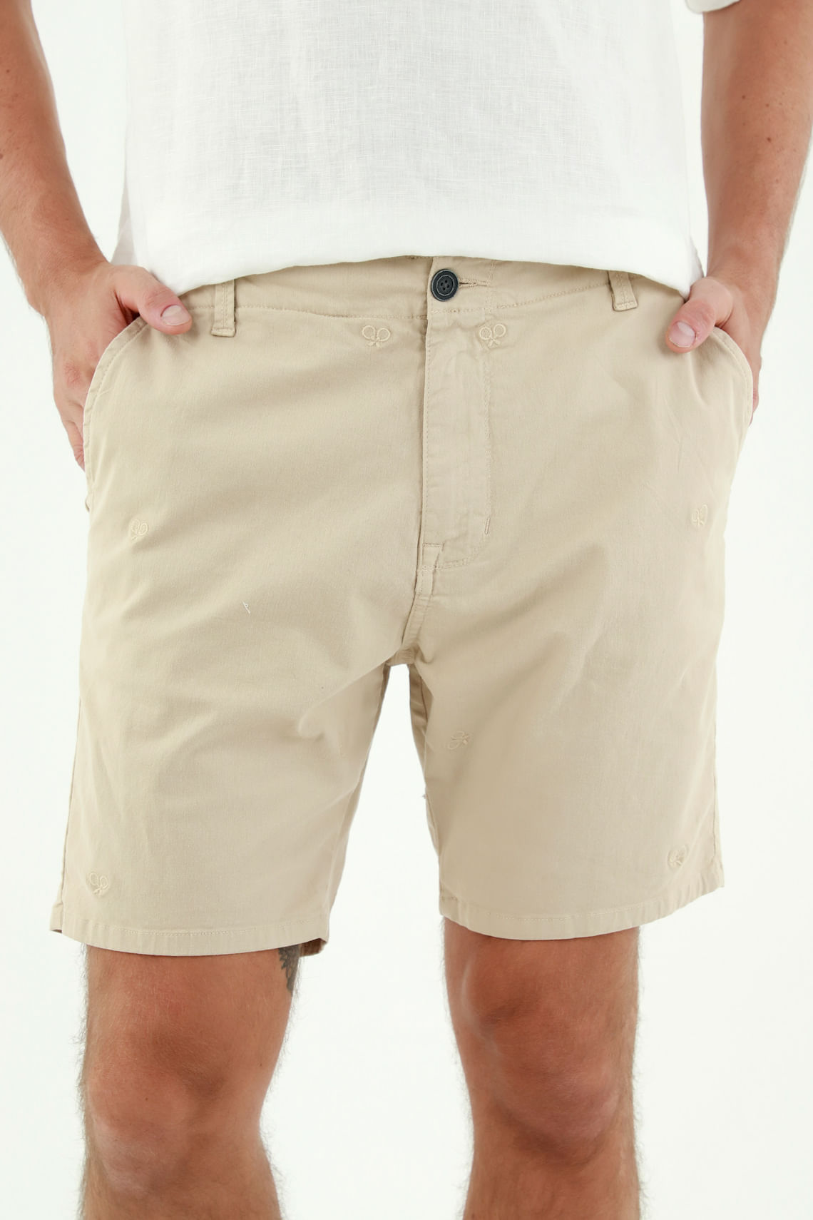 Bermuda café bordada para hombre - Agaval