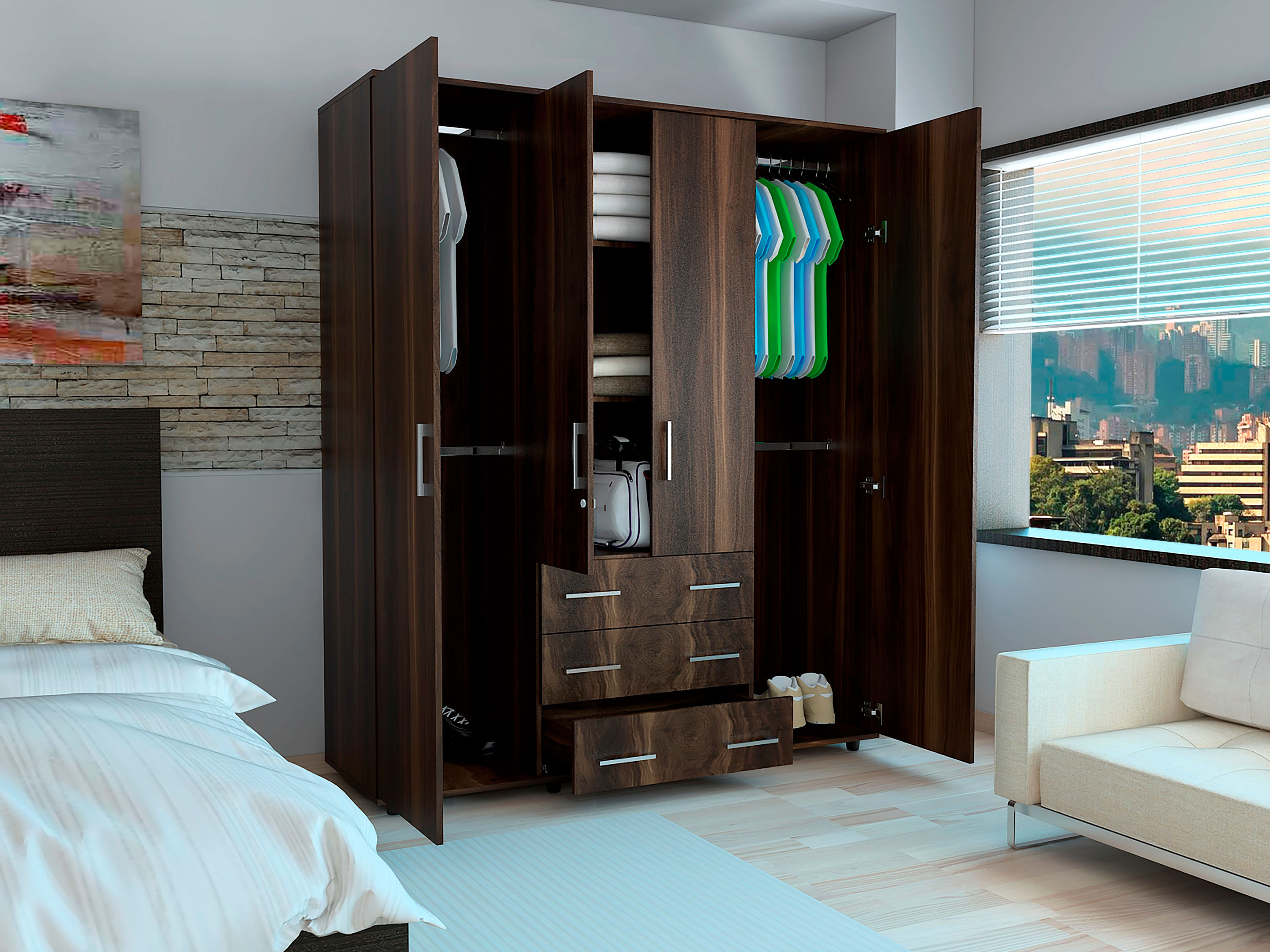 Closet Capri 180 X 150 X 50 RTA Habano - Agaval